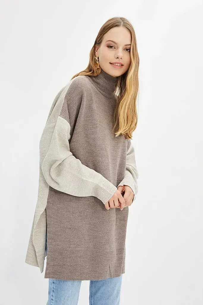 Trendyol Modest Ženski džemper Tctaw22Kz1309, Smeđi