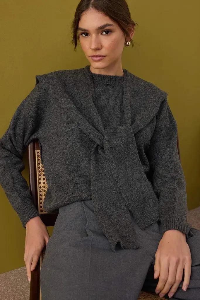 Trendyol Milla ženski duks Twoaw26Kz00166, antracit-siva