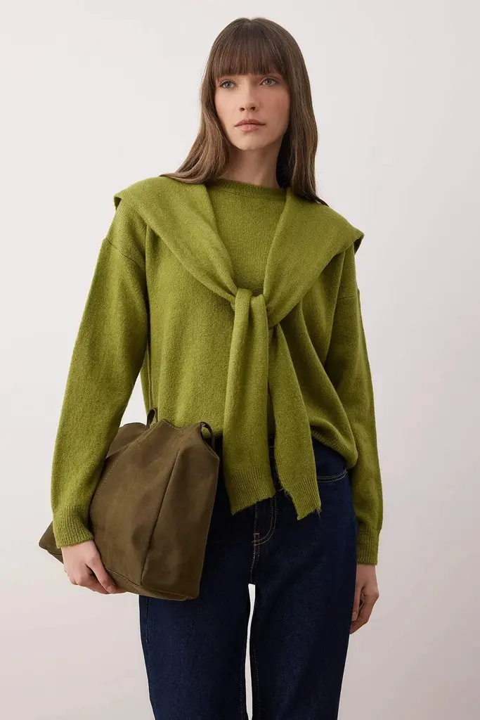 Trendyol Milla ženski duks Twoaw26Kz00166, Zelena-Oil Green