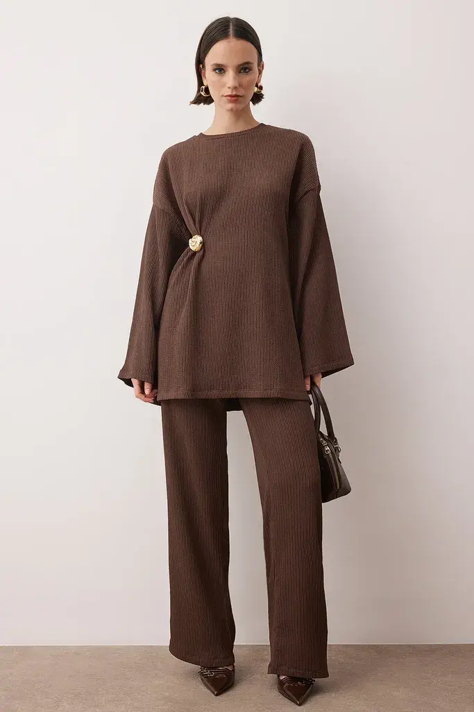 Trendyol Modest Ženski top set Tctaw26Us00065, Braon