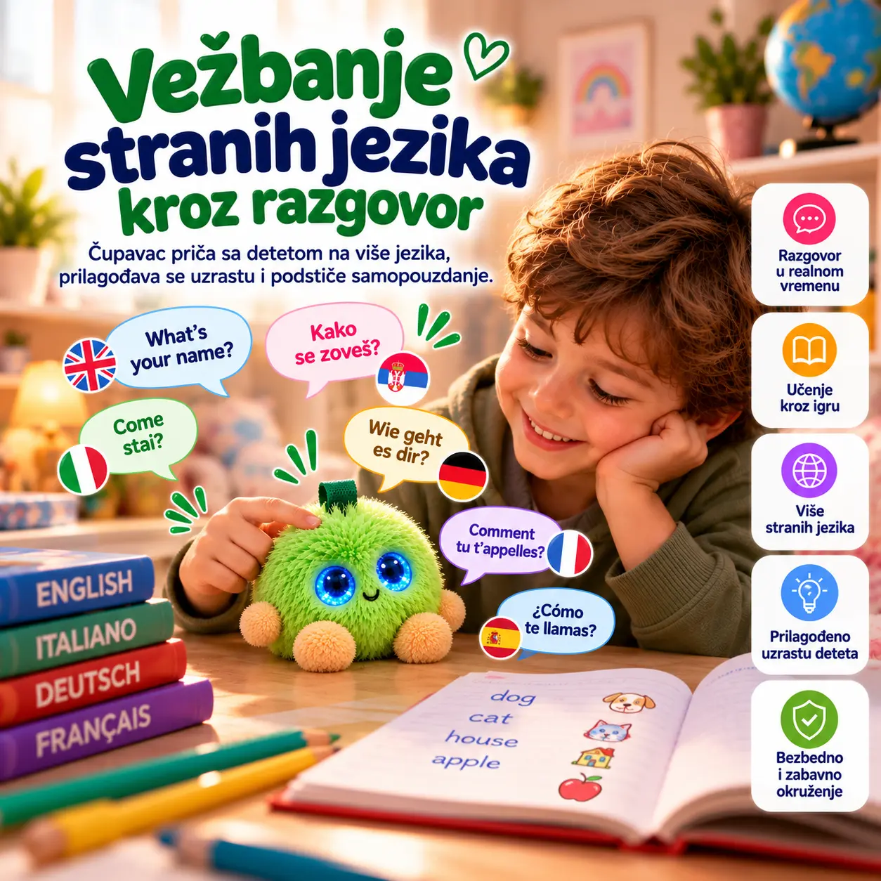 Aitoys AI Čupavac, Vežbanje stranih jezika, Zeleni