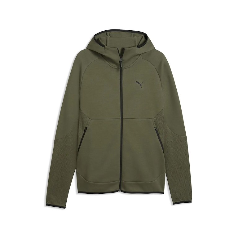 Puma Muški duks Pumatech Slim Elevated FZ, Maslinasti