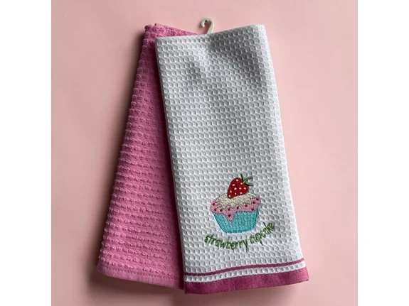 Viktorija Set kuhinjskih krpa 40x60cm Wafle Cupcake strawberry