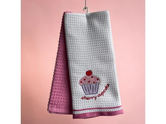 Viktorija Set kuhinjskih krpa 40x60cm Wafle Cupcake cherry