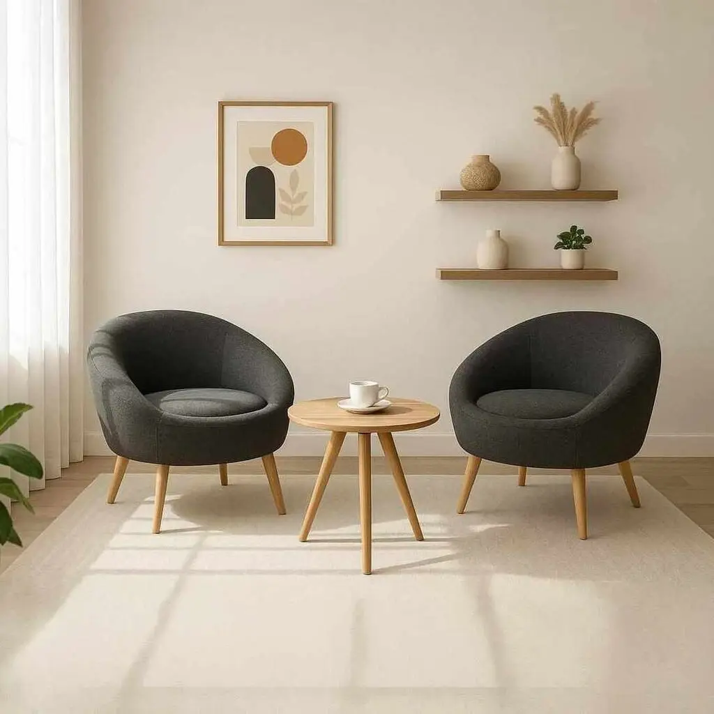 Atelier del Sofa Set stolica i stočića, 3 komada, Sivi