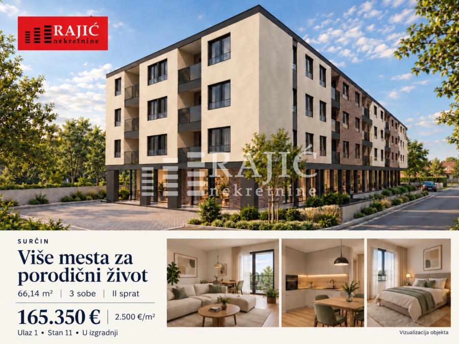 Surčin,lux,66m2,3.0-u izgradnji #4642
165.350 €