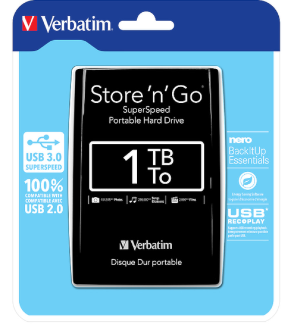 HDD E2.5" Verbatim 1TB USB 3.0 Store'n'Go 53023, Black