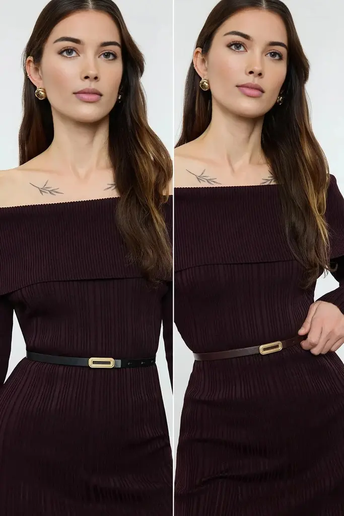 TRENDYOL Set ženskih kaiševa Twoaw25Ke00009, Crni i bordo