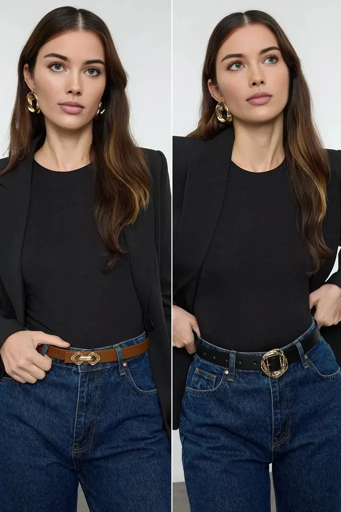 TRENDYOL ženski set cipela Twoaw25Ke00001, Crna-Tan / Višebojna