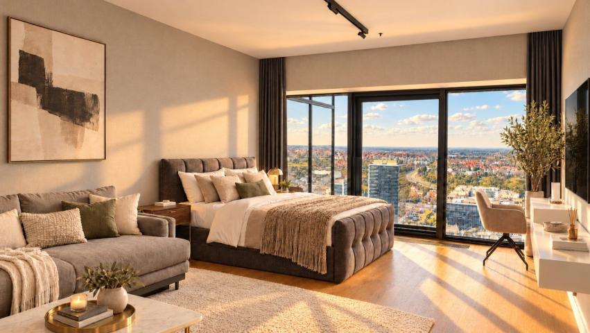 Kula West 65 – 23. sprat, lux studio 38 m², pogled na zapad