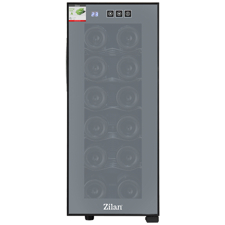 Zilan Vinska vitrina, 33l, 12 vinskih boca, Crna - ZLN4681