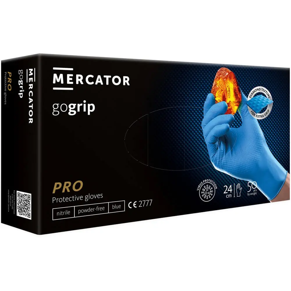 Mercator Medical Jednokratne rukavice GoGrip Pro bez pudera, 50 Komada, Plave