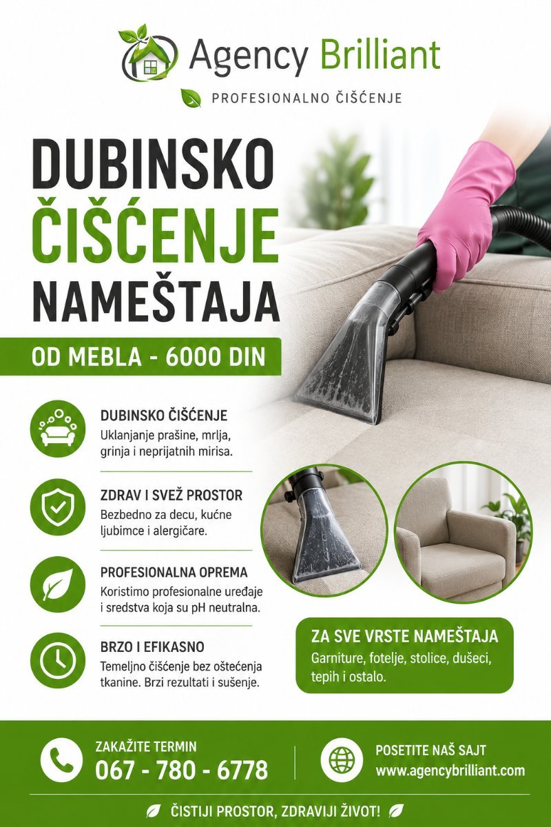 Dubinsko čišćenje nameštaja od mebla 6000 rsd