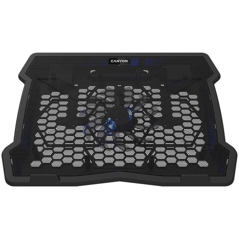 CANYON NS02, Cooling stand single fan with 2x2.0 USB hub, support up to 10”-15.6” laptop, ABS plastic and iron, Fans dimension:125*125*15mm(1pc), DC 5V, fan speed: 800-1000RPM, size:340*265*30mm, 406g