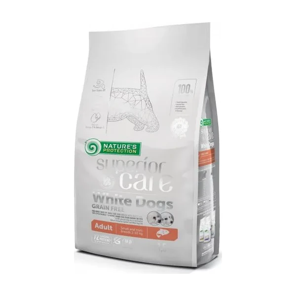 Nature’s Protection Superior Care granule za odrasle pse bele dlake malih rasa, losos, bez žitarica
