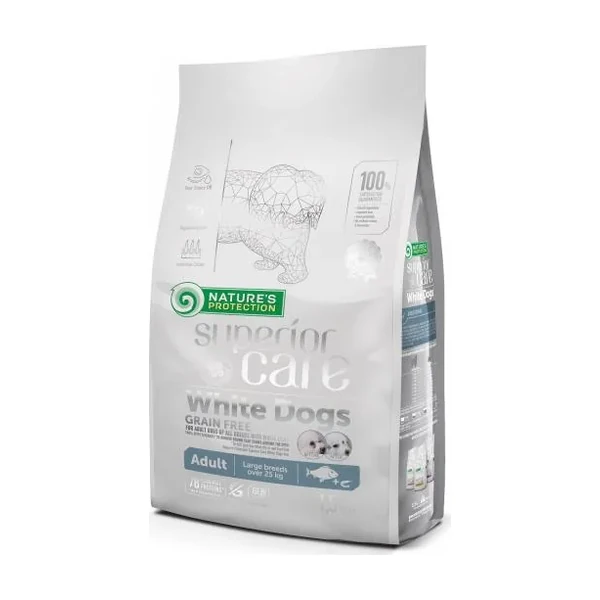 Nature’s Protection Superior Care granule za odrasle pse bele dlake velikih rasa, bela riba, bez žitarica
