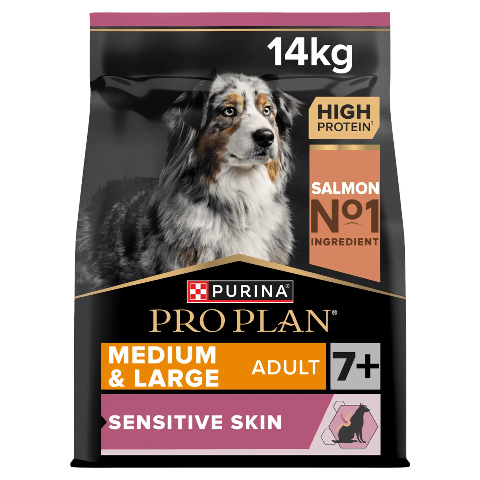 Purina Pro Plan granule za starije pse srednjih i velikih rasa, losos — za osetljivu kožu i lepu dlaku