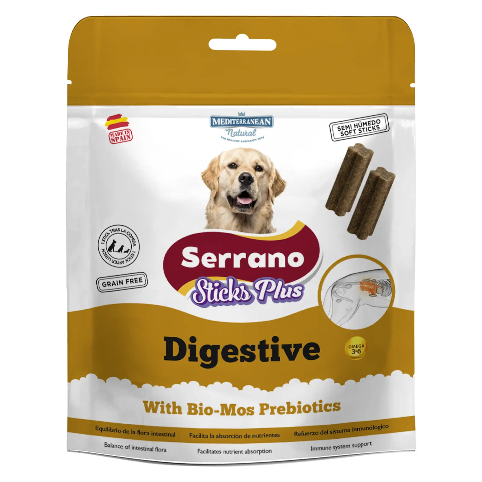 Mediterranean Natural Serrano funkcionalni štapići za pse, varenje — 110 g