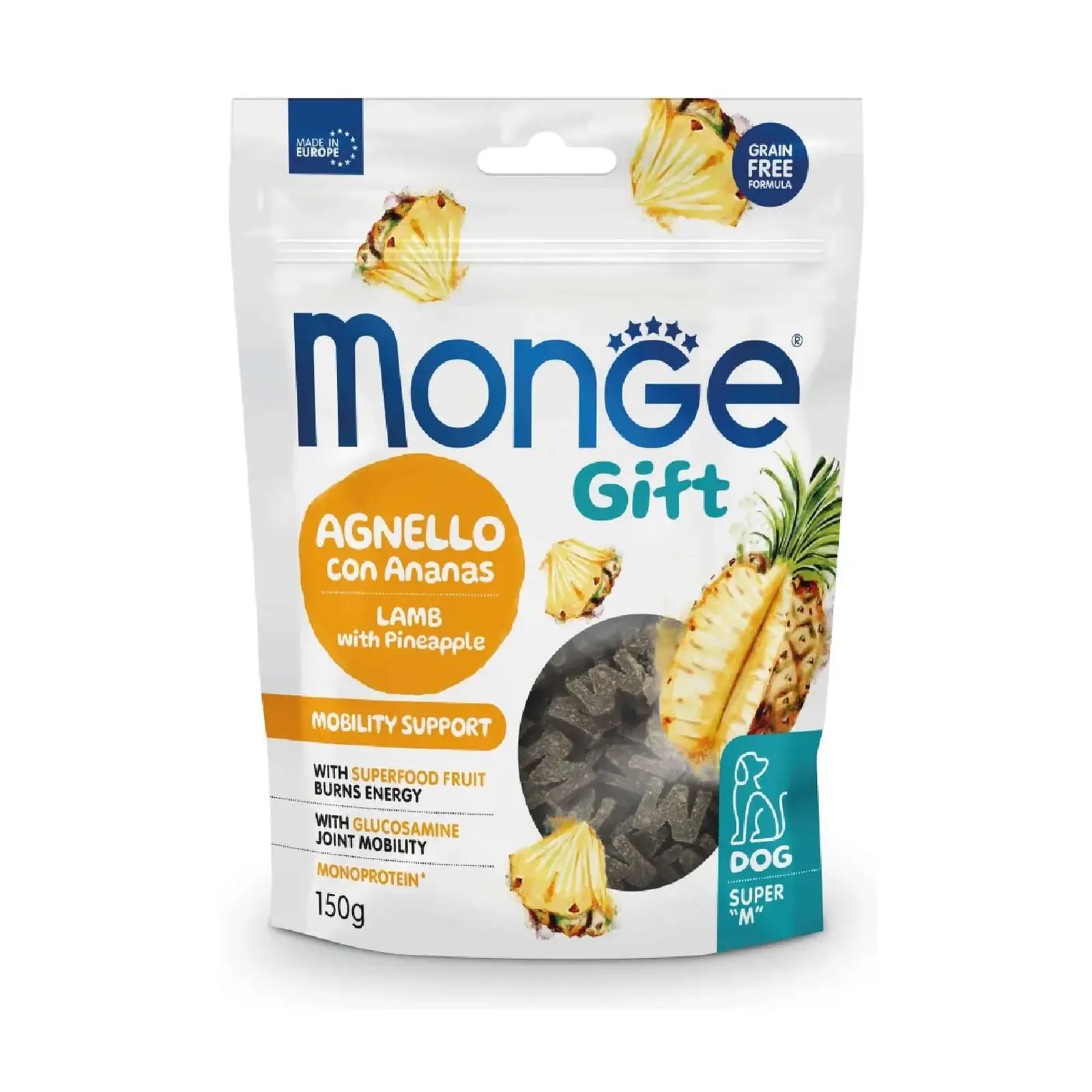 Monge Gift mesne pločice za odrasle pse, jagnjetina i ananas — zglobovi