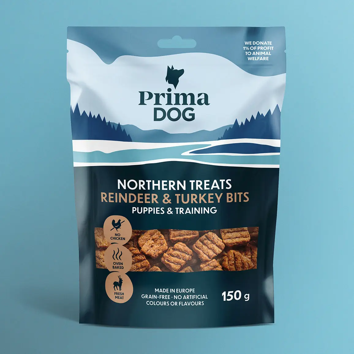 PrimaDog Northern poslastice za štence i trening, ćuretina i irvas — nagrada