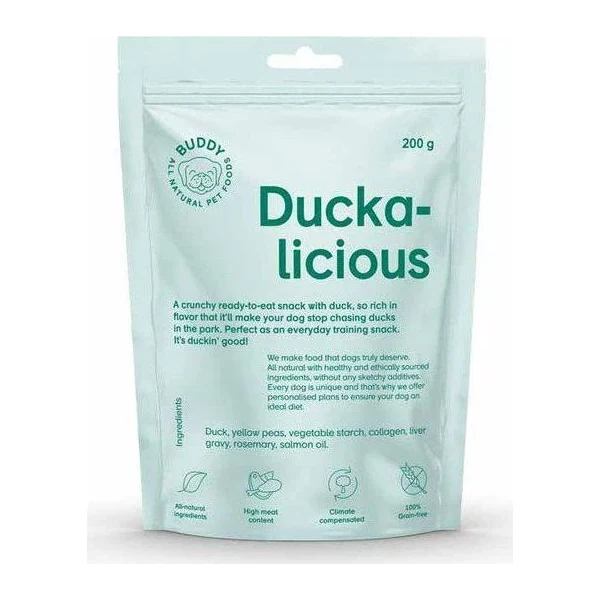 Buddy Duckalicious poluvlažne poslastice za pse, pačetina i ruzmarin — bez žitarica