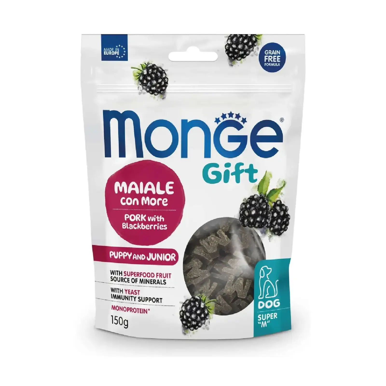 Monge Gift mesne pločice za štence, svinjetina i kupina
