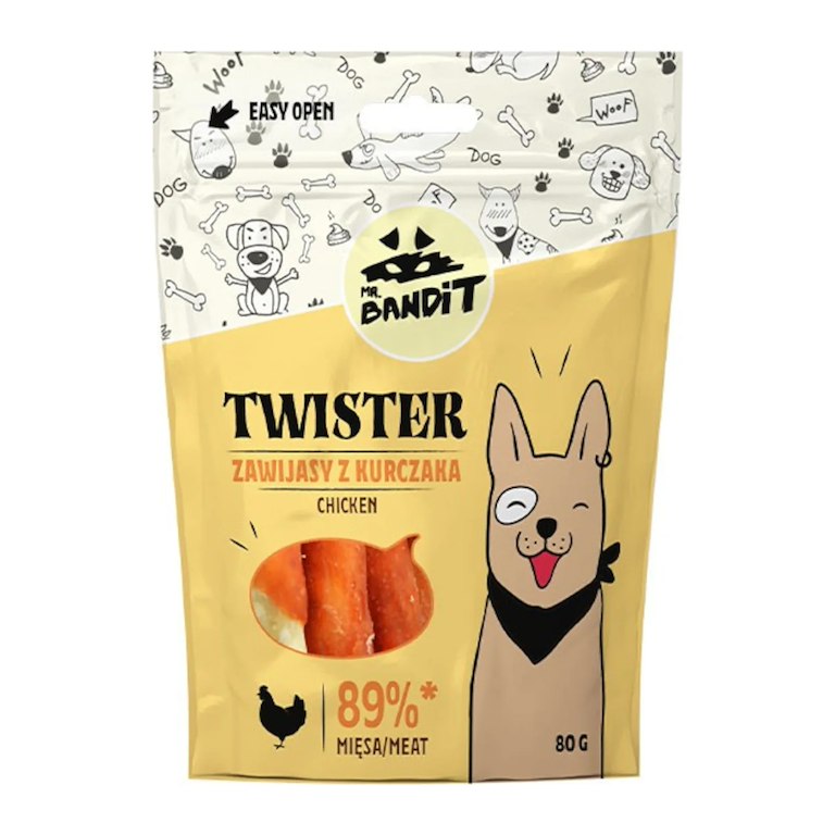 Mr. Bandit Twister sušena poslastica za pse, piletina — nagrađivanje