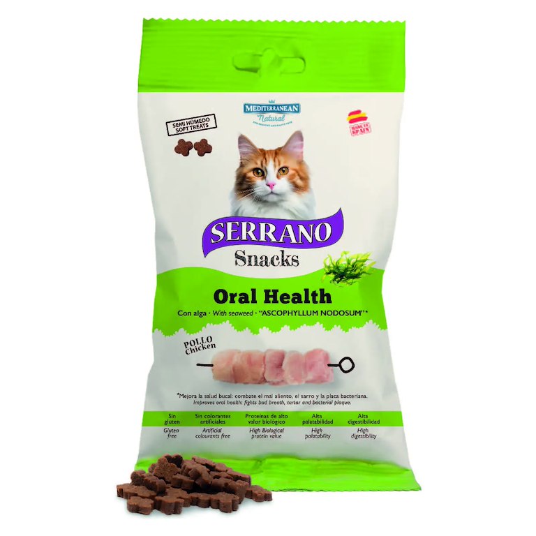 Mediterranean Natural Serrano poslastice za mačke, oralna nega — 50 g
