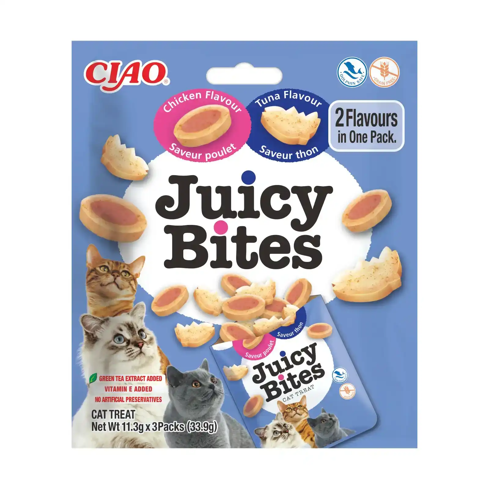 INABA Juicy Bites sočne zalogajice za mačke, tuna i piletina — za nagrađivanje