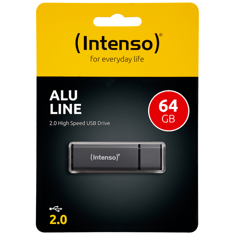 (Intenso) USB Flash drive 64GB Hi-Speed USB 2.0, ALU Line - USB2.0-64GB/Alu-a