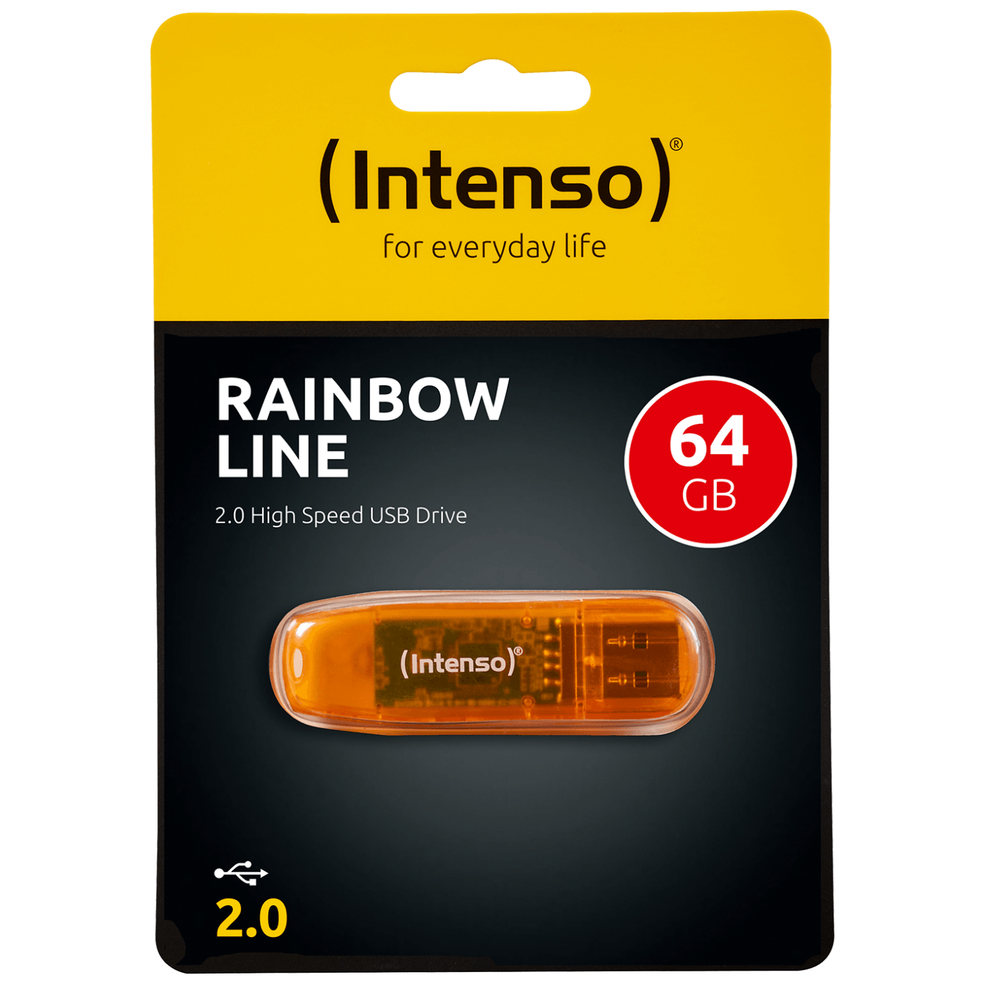 (Intenso) USB Flash drive 64GB Hi-Speed USB 2.0, Rainbow Line, ORANGE - USB2.0-64GB/Rainbow