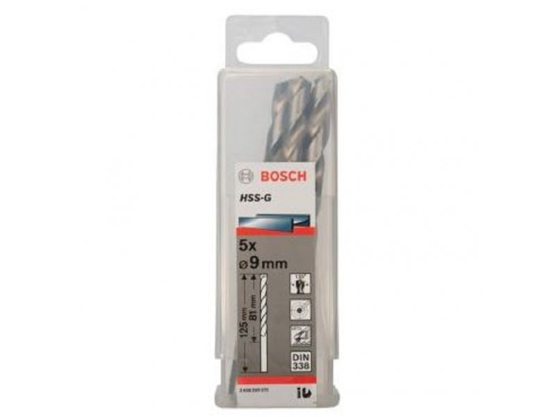 BOSCH Burgija za metal HSS-G, DIN 338 9 x 81 x 125 mm pakovanje od 5 komada