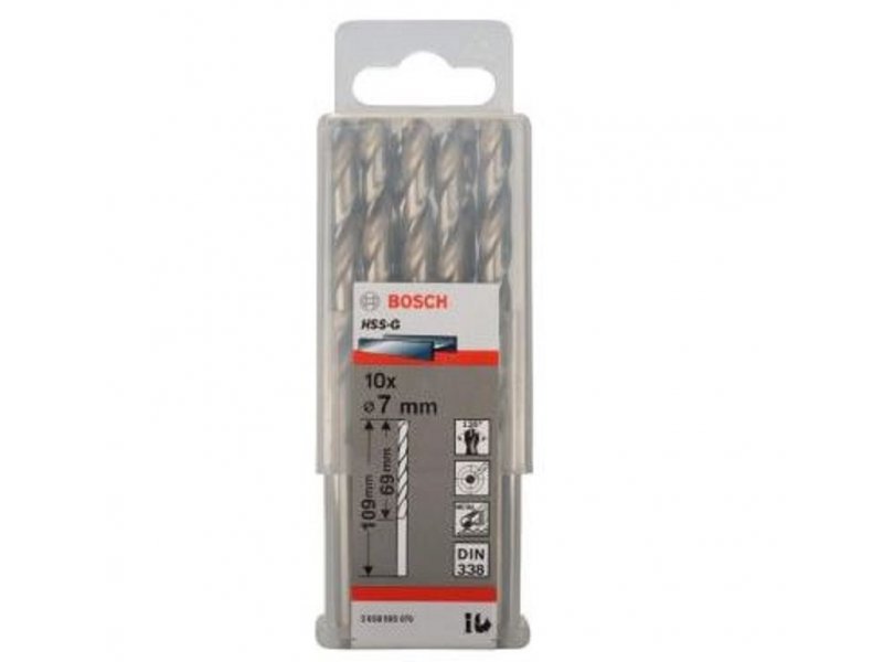 BOSCH Burgija za metal HSS-G, DIN 338 7 x 69 x 109 mm pakovanje od 10 komada