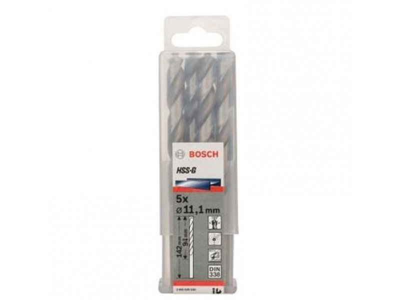 BOSCH Burgija za metal HSS-G, DIN 338 11,1 x 94 x 142 mm pakovanje od 5 komada