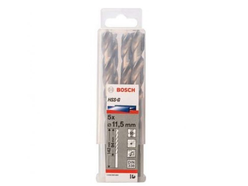 BOSCH Burgija za metal HSS-G, DIN 338 11,5 x 94 x 142 mm pakovanje od 5 komada