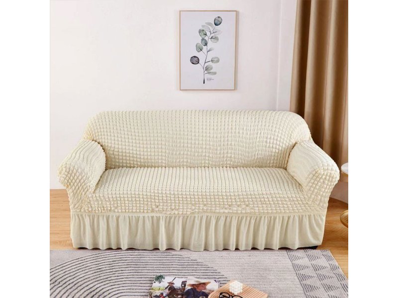 HOMEMATES Retro Pokrivač za dvosede i kauče od 145cm do 185cm - Bela