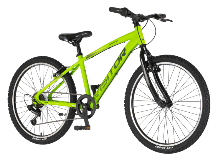 Bicikl junior 24 visitor fox roll alu 24" tvrda alu 14" v-brake 7 brzina 132-155cm (xs) zeleni neon