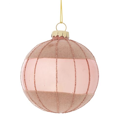 Staklena roze kugla, pliš/ sjaj D.8cm Vetro 139194