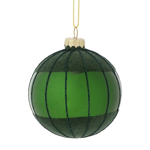 Staklena zelena kugla, pliš/sjaj D.12cm Vetro 139202
