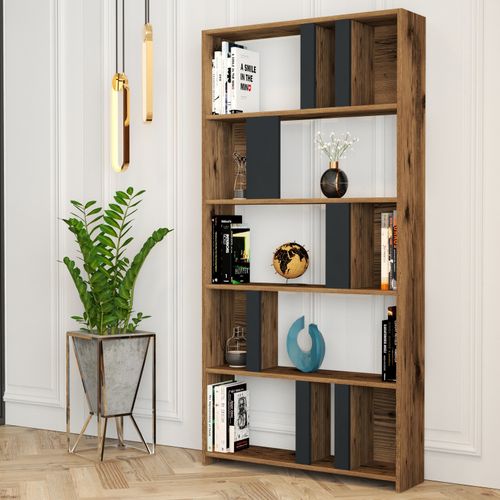 Hanah Home polica za knjige Lima, 90 cm, orah / antracit