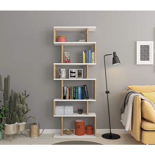 Hanah Home polica za knjige Bates, 60 cm, bela / hrast