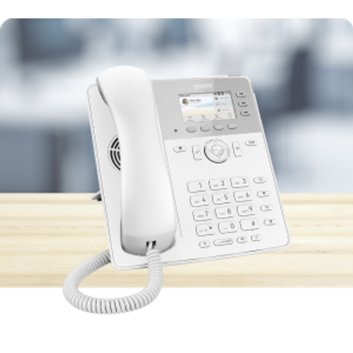 Snom D717 IP stoni telefon, 6 SIP naloga, kolor ekran 2,7 inča, gigabitni svič, USB, PoE, beli