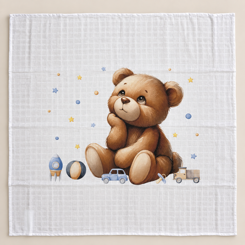 Muslin prekrivač Meda plavi 120x120 cm, četvoroslojni