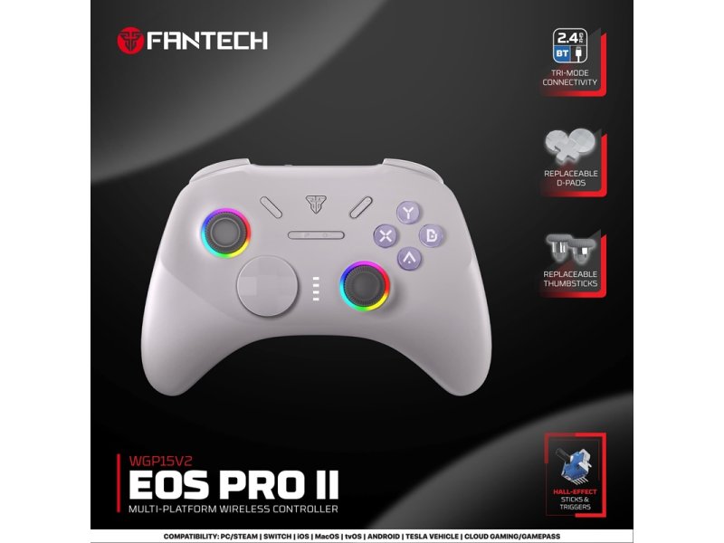 FANTECH Joypad wireless WGP15V2 EOS PRO II multiplatform RGB sivi