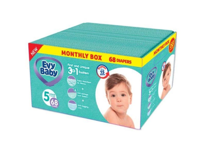 EVY BABY Pelene Box 5 Junior 11-25kg - 68 kom 3u1