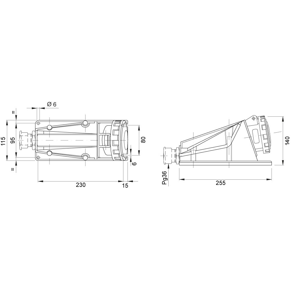 IEC309HP, Uticnica nadg. 90° IP67 3P+N+E 63A 100-130V 4H