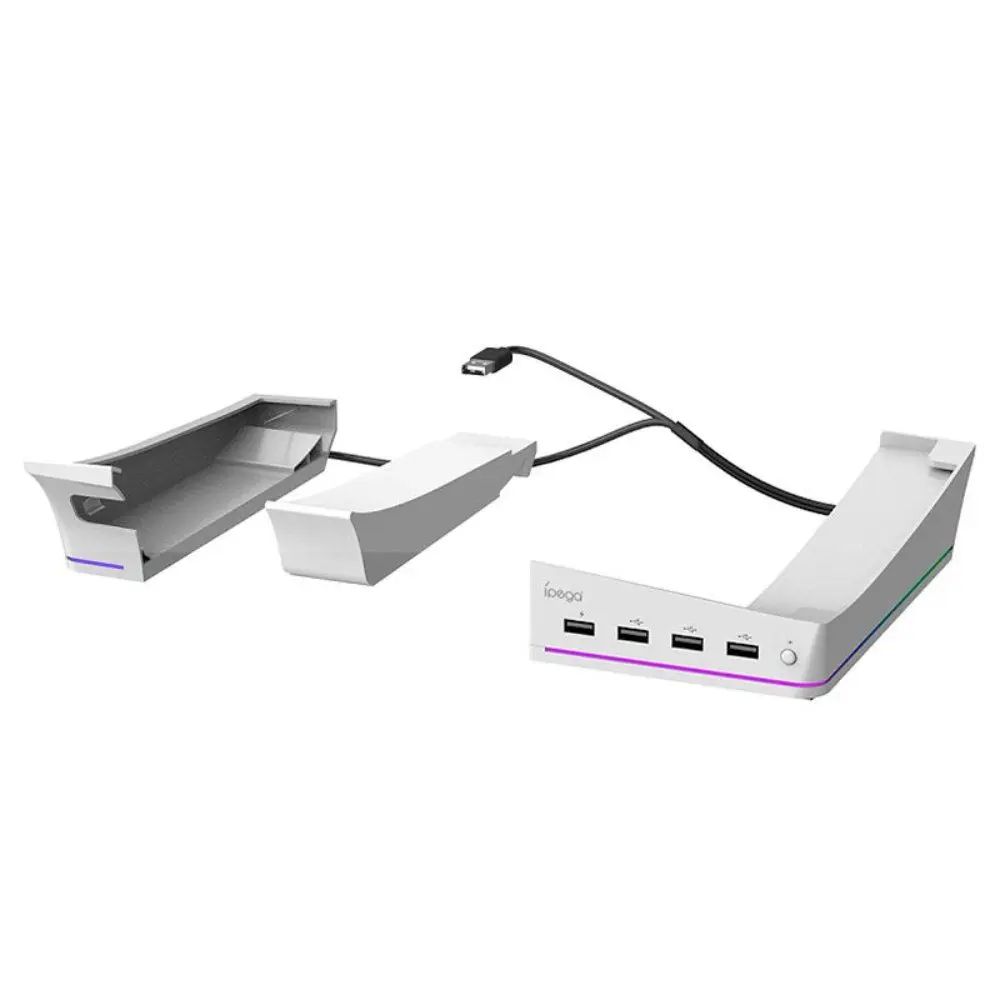 Ipega Stalak za PS5 Slim/Pro PG-P5S021, Horizontalni, Multifunkcionalni, RGB, Beli