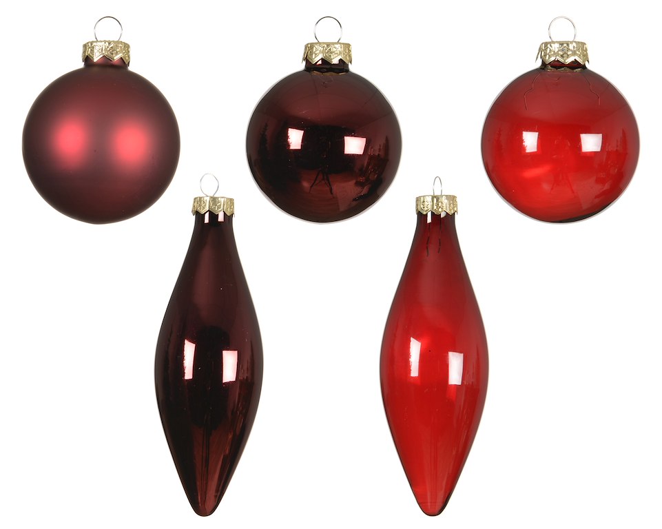 NG dekoracija - HANGING ORNAMENTS 10pcs 6cm 149329 - Oxblood - KMG