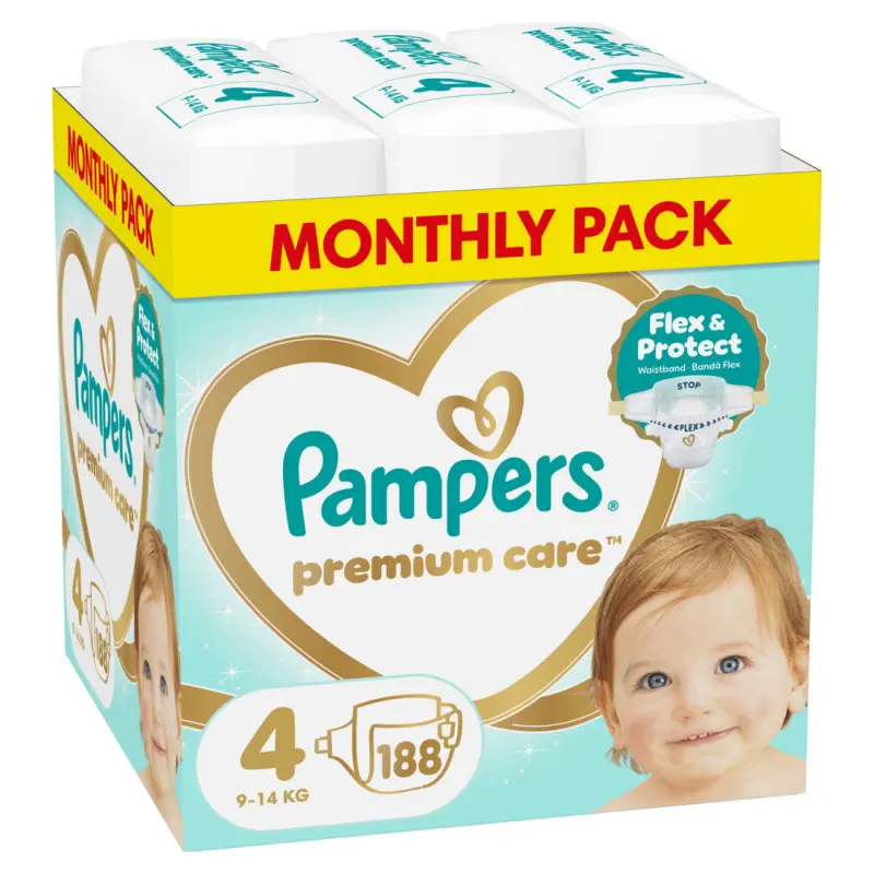Pampers Pelene Premium Care 4, Monthly, 9-14 kg, 188/1