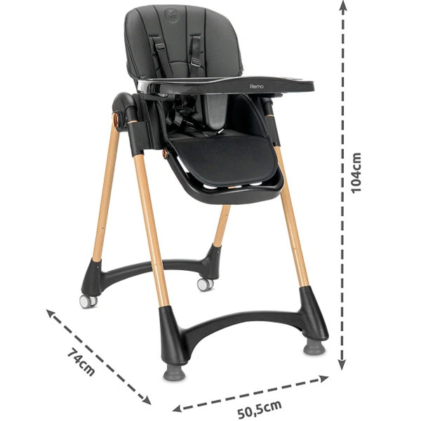 Stolica za hranjenje hranilica Remo Black Wooden Efect Lorelli 10100632601